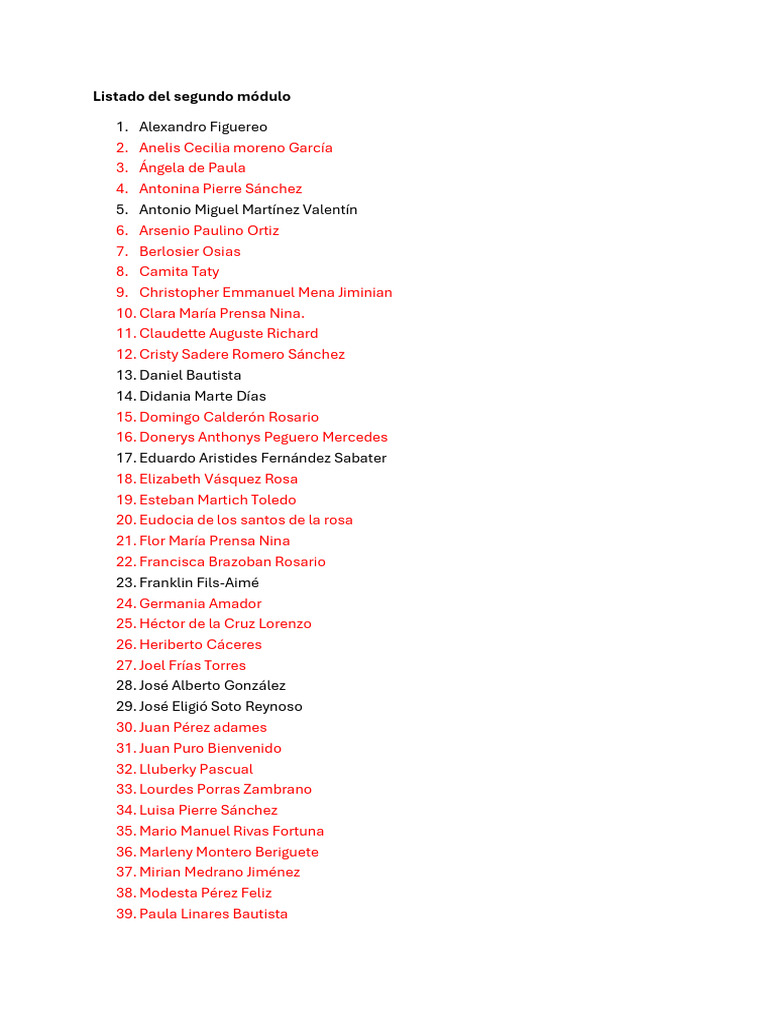 Listado Del Segundo Módulo | PDF