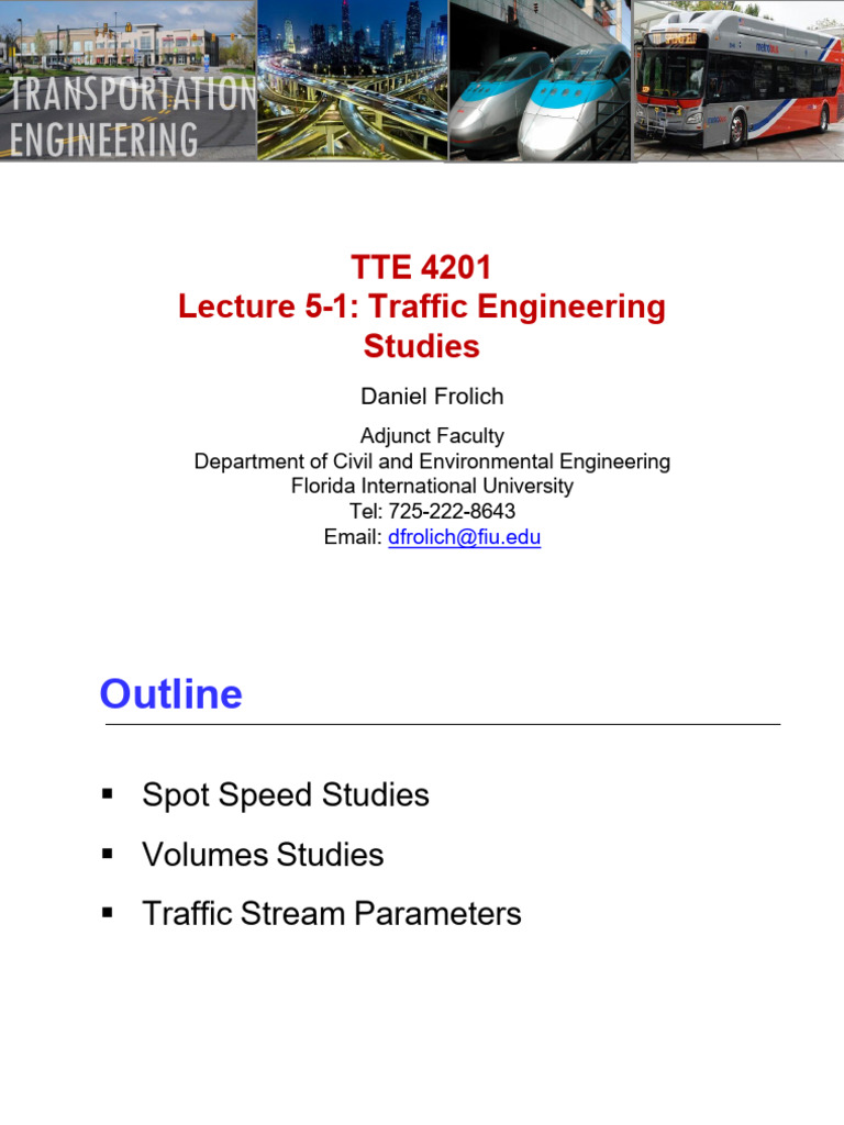 TTE4201 L5 Traffic Engineering Studies | PDF | Standard Deviation | Sample Size Determination