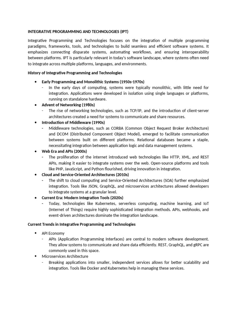 Integrative Programming and Technologies | PDF | Programming Paradigms | Databases