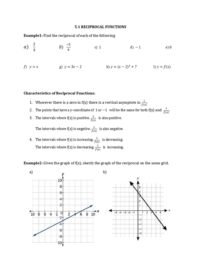 5.1 Reciprocal Functions | PDF