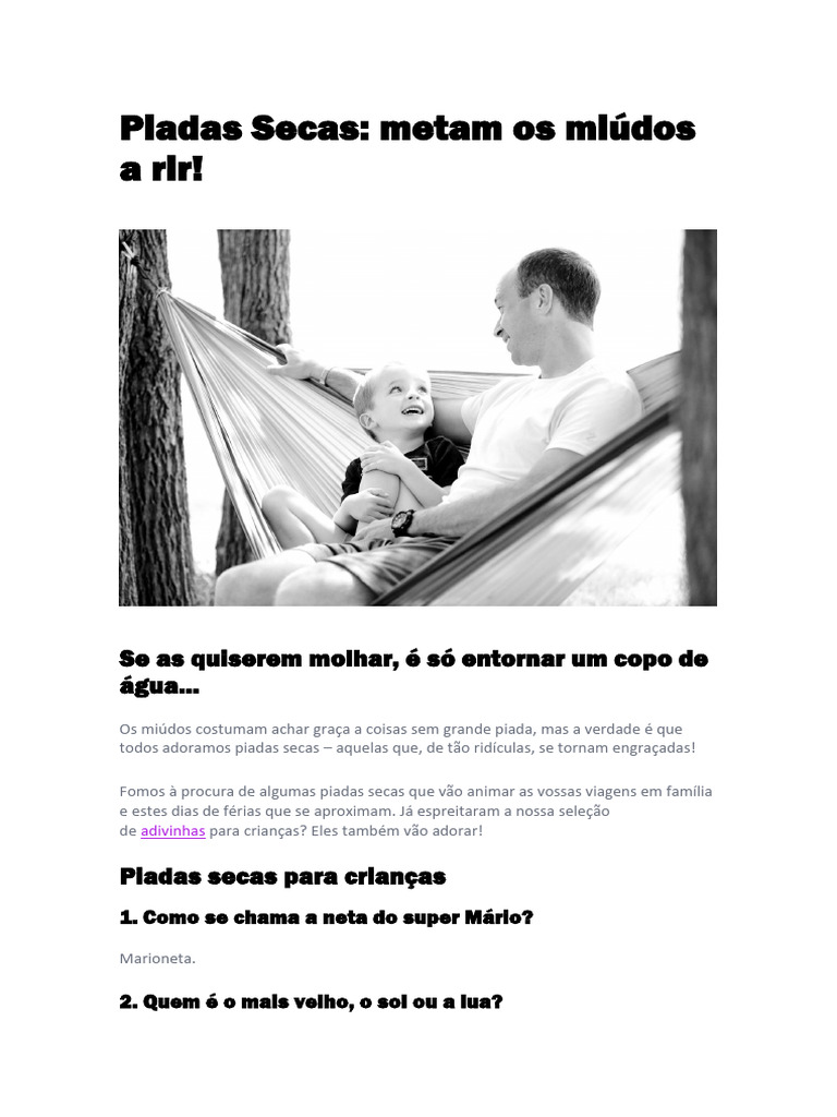 Piadas Secas Engraçadas para Crianças | PDF