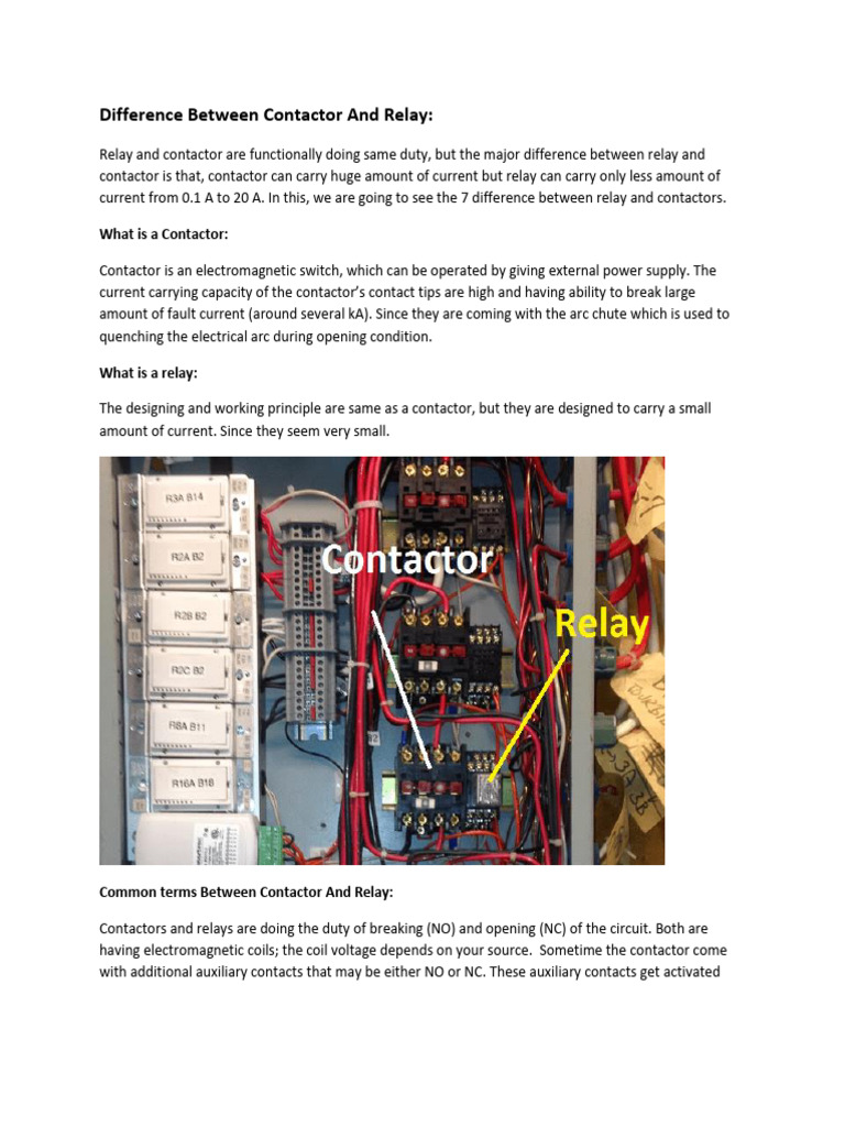 Difference Between contactors and relay | PDF | Relay | Equipment