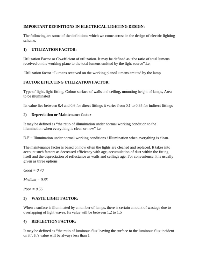Important Definitions in Electrical Lighting Design | PDF | Lighting ...