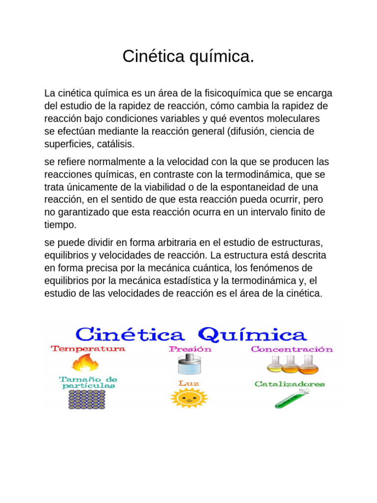 Introducción a la Cinética Química | PDF