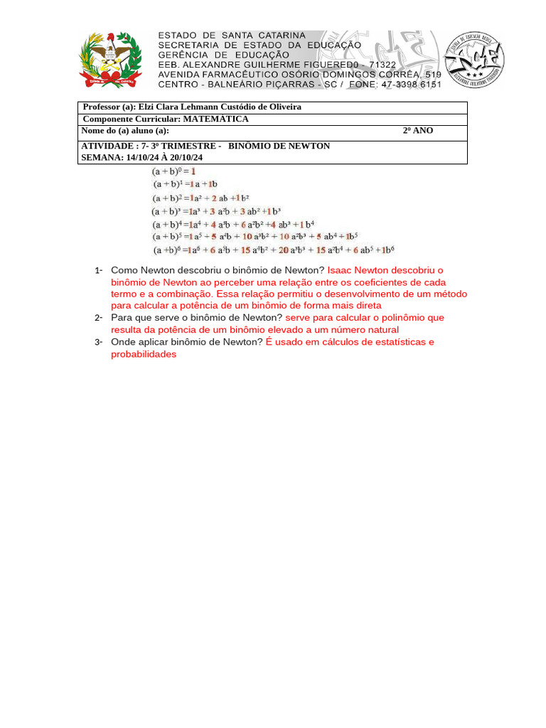 GUILHERME RODRIGUES INTHURN - atividade 7 - 3º trimestre 2º ano | PDF