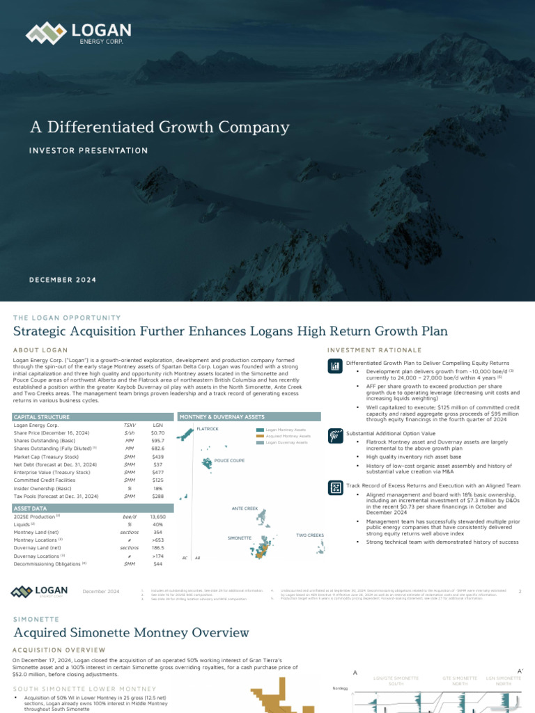Logan Energy's 2024 Investor Presentation | PDF | Equity (Finance ...
