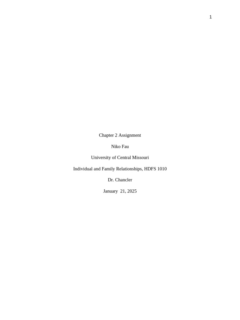 Idv and Family Relationships Assignment Chapter 2 - Niko Fau | PDF