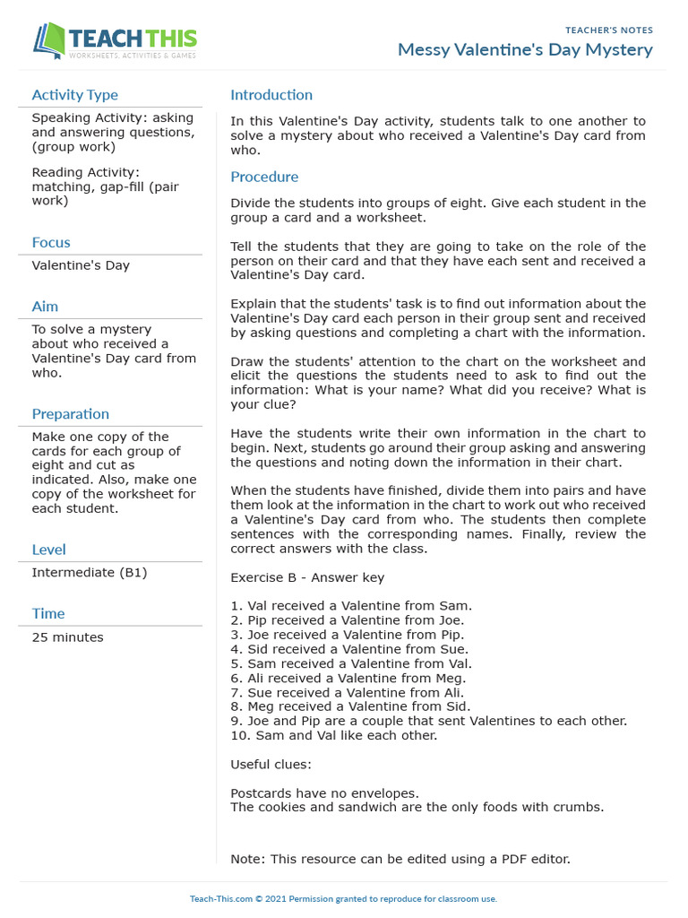 Messy Valentines Day Mystery | PDF