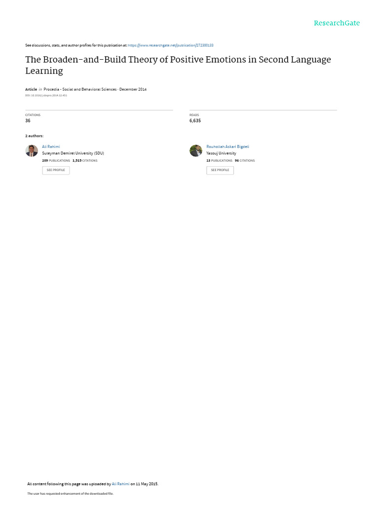 The Broaden-and-Build Theory of Positive Emotions | PDF | Emotions ...