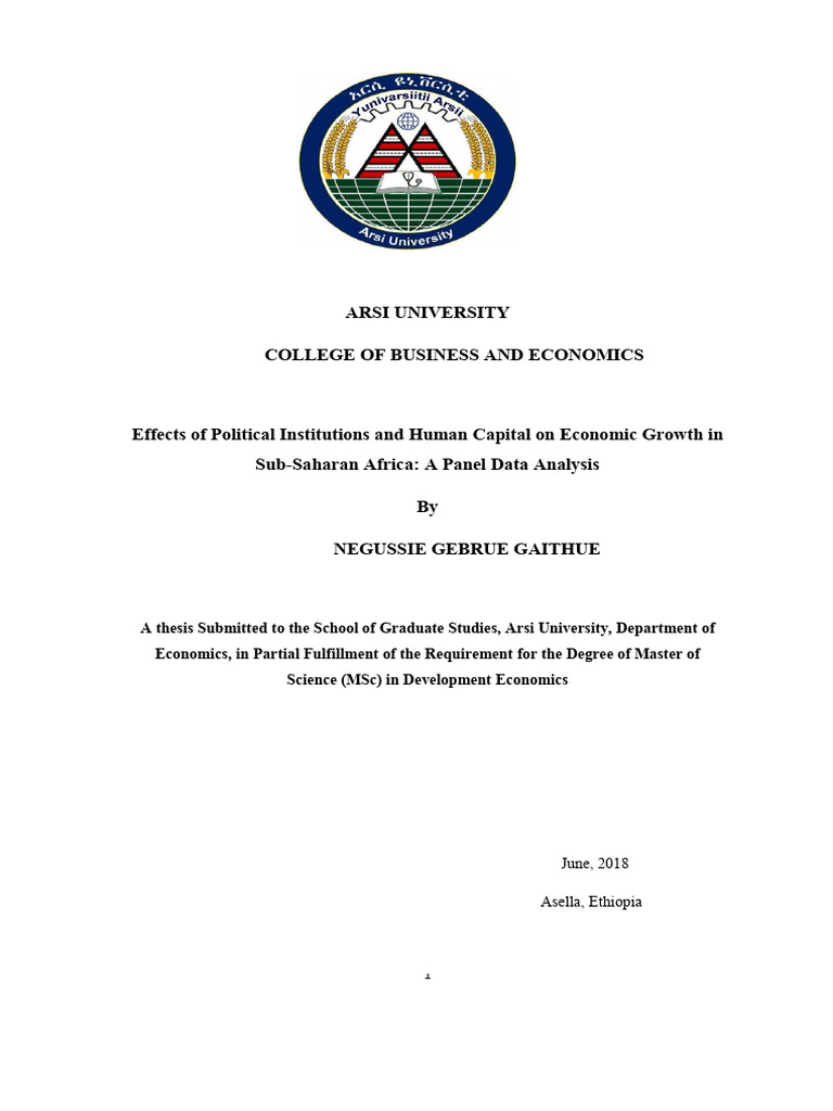 ARSI_UNIVERSITY_COLLEGE_OF_BUSINESS_AND | PDF | Economic Growth ...