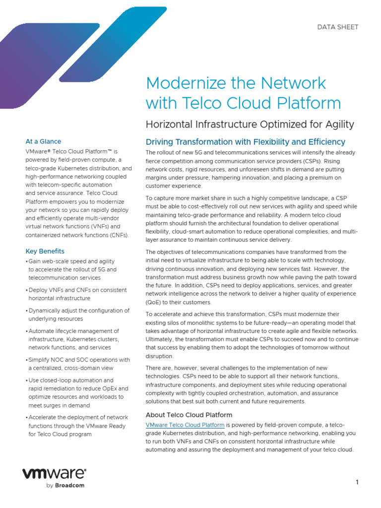 VMW Telco Cloud Platform Datasheet | PDF | Cloud Computing | Computing