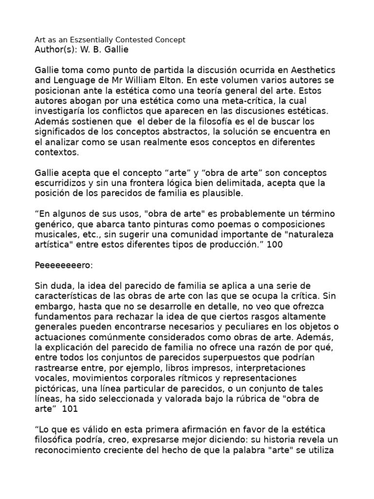 1956, Art as an Essentially Contested Concept W. B. Gallie (2) | PDF