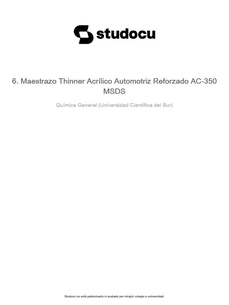 Maestrazo-Thinner-Acrilico-Automotriz-Reforzado-Ac-350-Msds | PDF