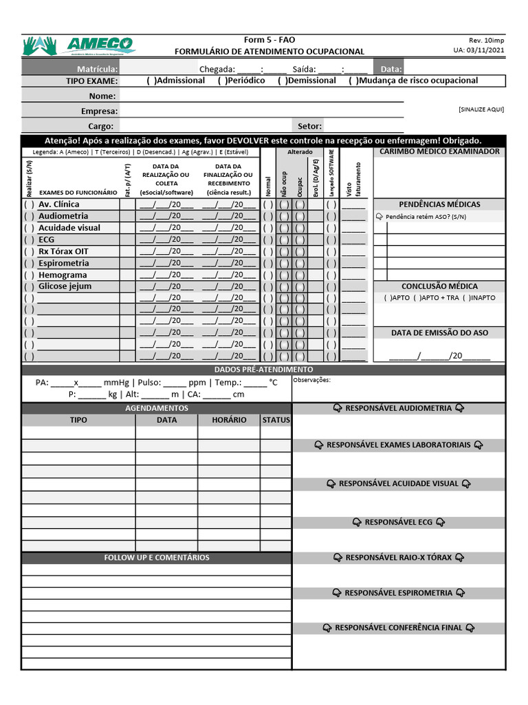 Form 5 - FAO - Formula - Rio de Atendimento Ocupacional - AMECO - Rev ...