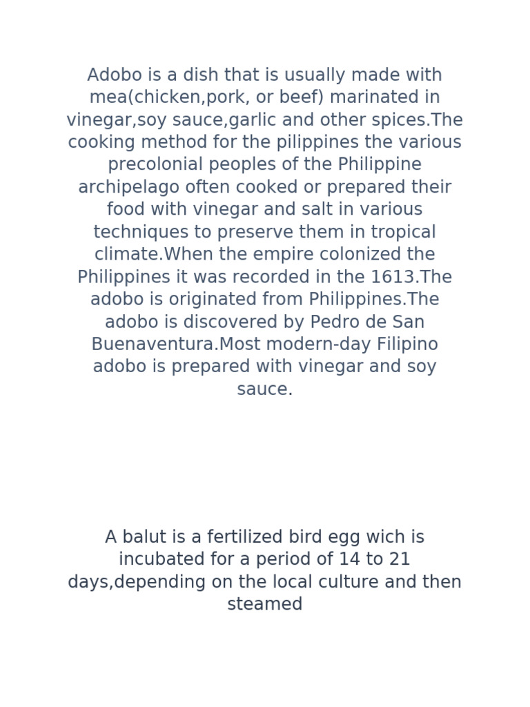Adobo Is A Dish That Is Usually Made With Mea | PDF