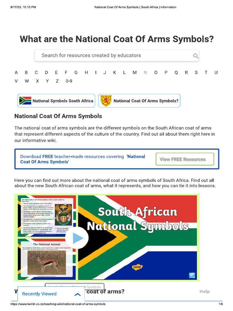 National Coat of Arms Symbols - South Africa - Information | PDF