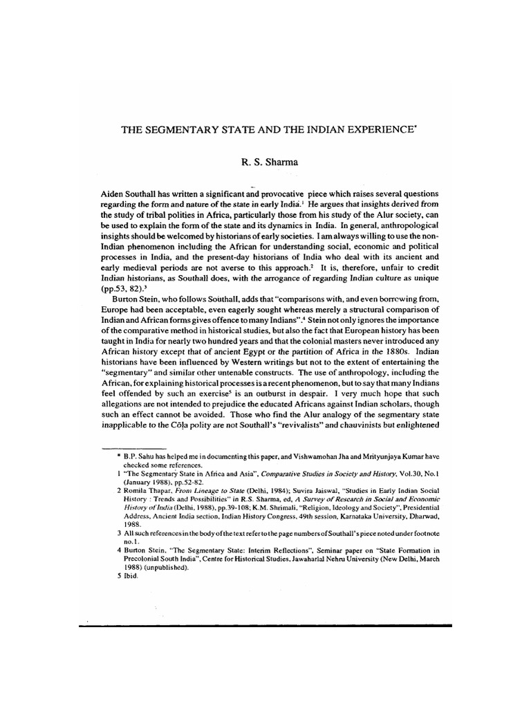 05 - The Segmentary State and The Indian Experience Pages - 1 - To - 29 ...