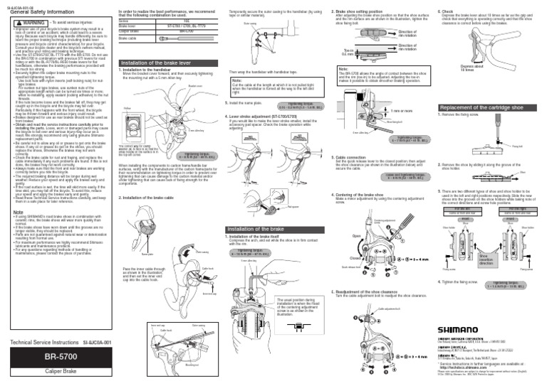 Shimano Bremsbelge Bersicht Pdf