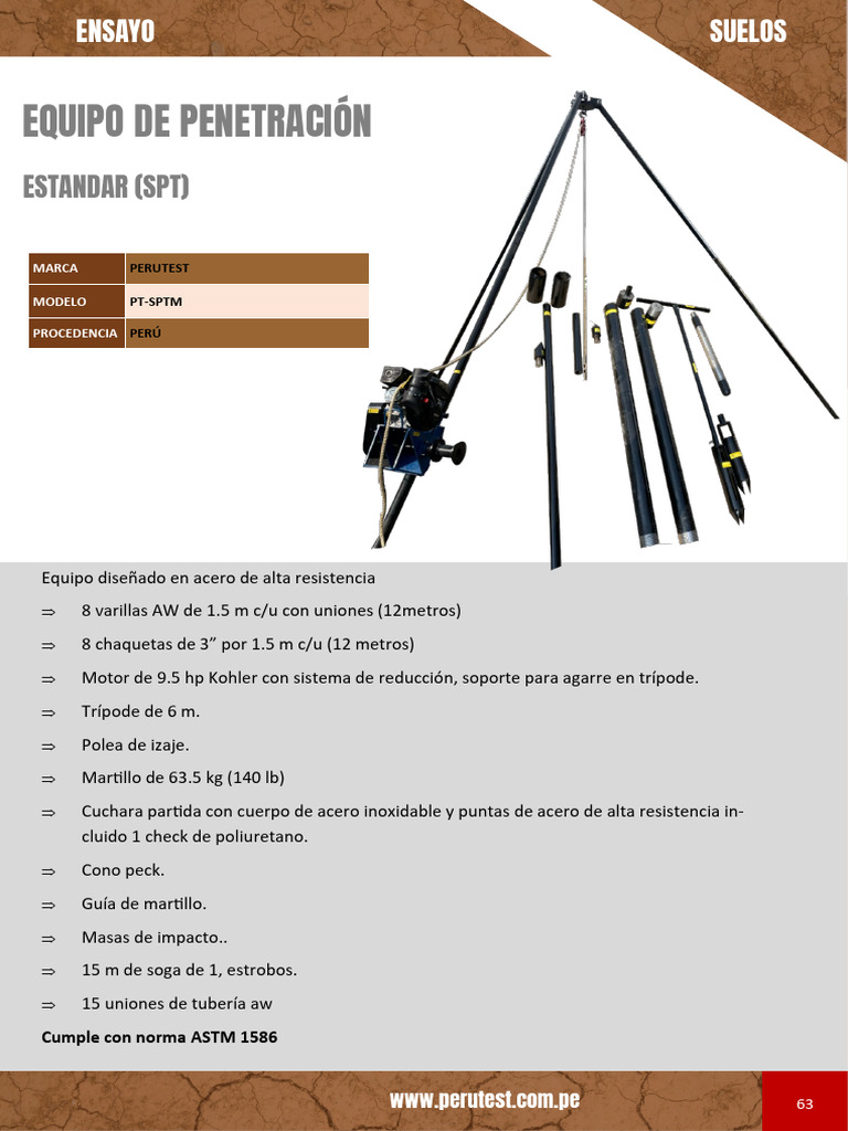 Equipo de Penetración SPT Perutest | PDF