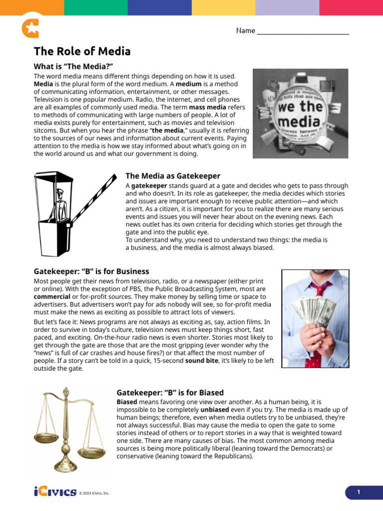 Role of Media Notes | PDF | Mass Media | News