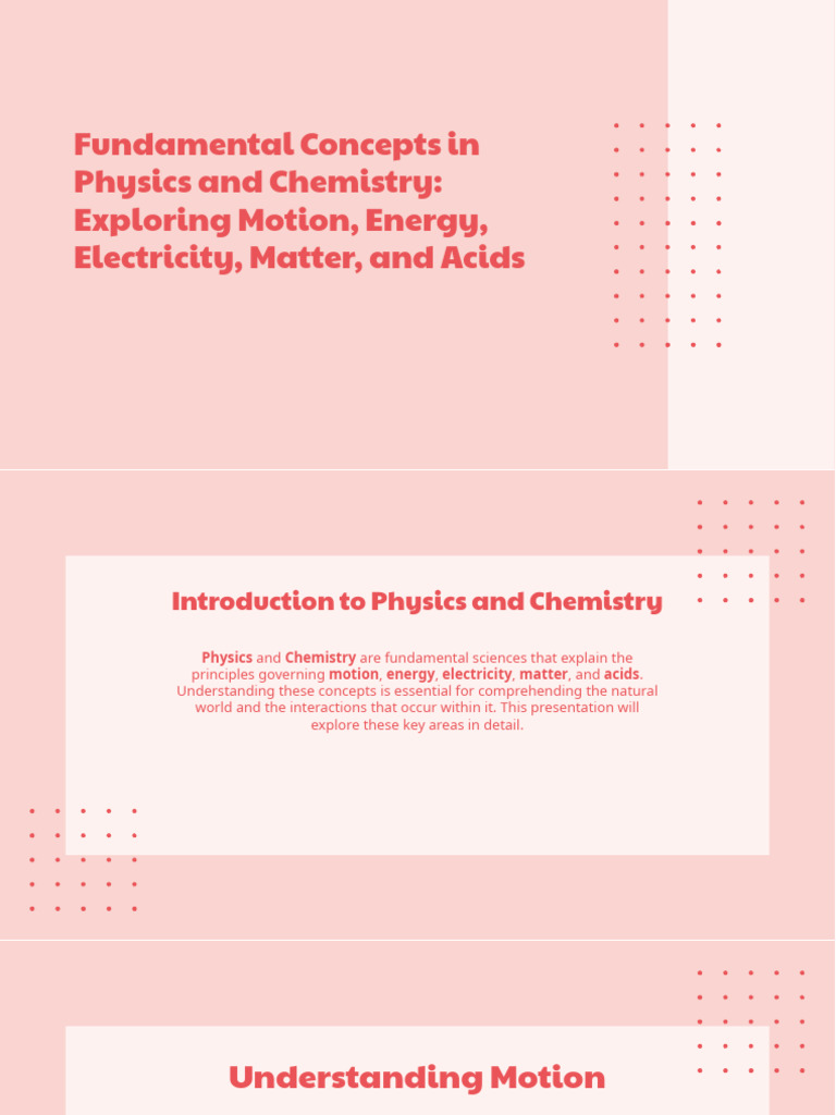 Slidesgo Fundamental Concepts in Physics and Chemistry Exploring Motion Energy Electricity ...