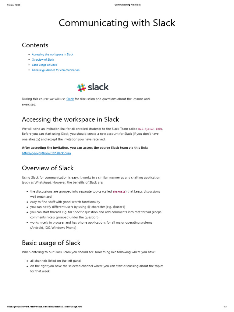 LESSON1 - 2 - Communicating With Slack | PDF | Software | Computing