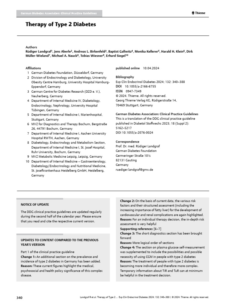 Therapy of Type 2 Diabetes 2024 | PDF | Diabetes | Glycated Hemoglobin