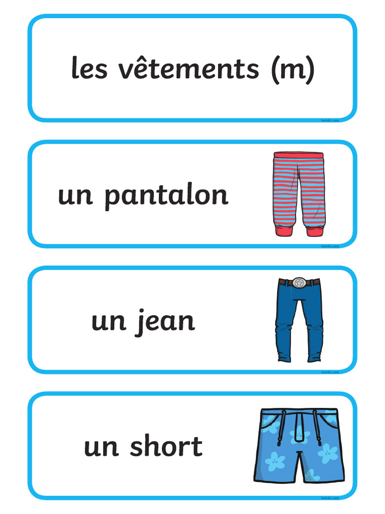FR FR 1636641037 Cartes de Vocabulaire Les Vetements - Ver - 1 | PDF