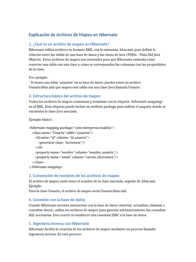 Hibernate Mapeo | PDF | Objeto (informática) | Xml