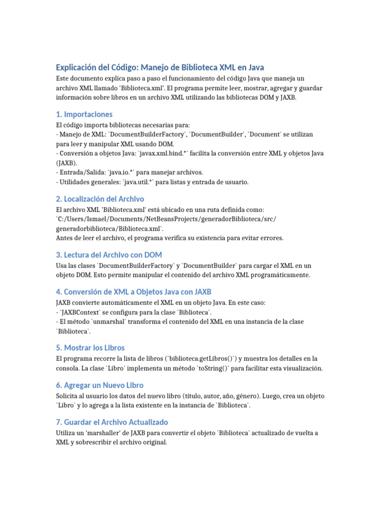 Explicacion_Codigo_Biblioteca | PDF | Archivo de computadora | Java (lenguaje de programación)