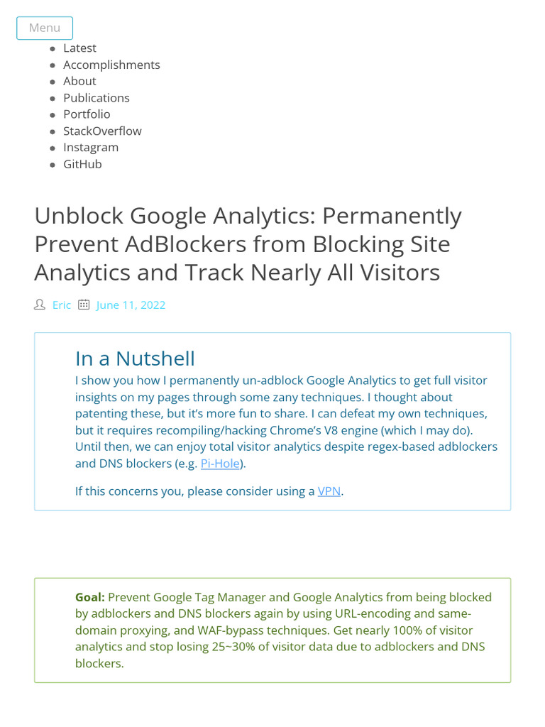 Unblock Google Analytics: Permanently Prevent AdBlockers From Blocking Site Analytics and Track ...