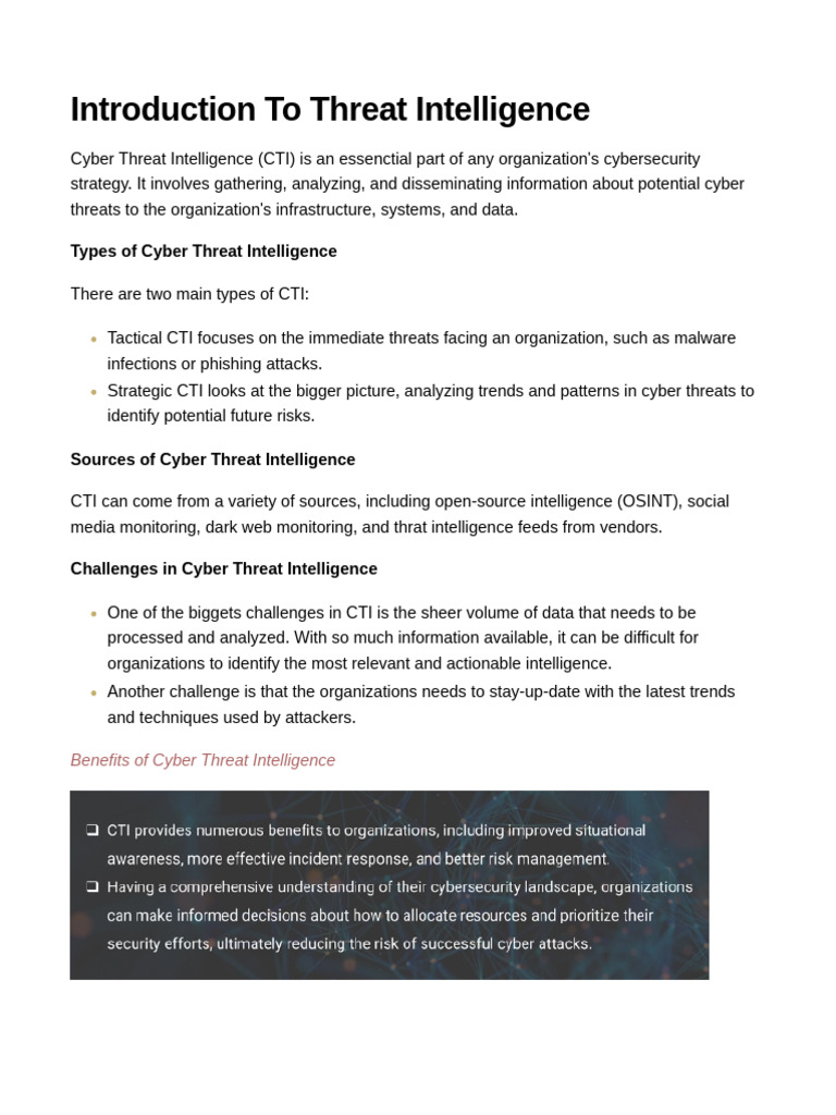 Introduction to Threat Intelligence | PDF