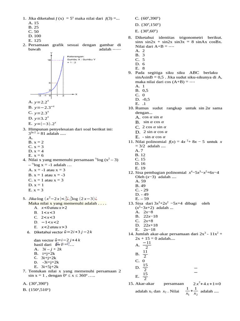 Soal Usp MTK Minat Xii Ipa | PDF