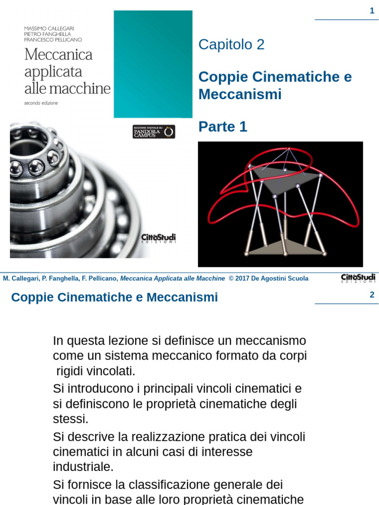 Lezione 2 - Coppie Cinematiche e Meccanismi - Parte 1 | PDF