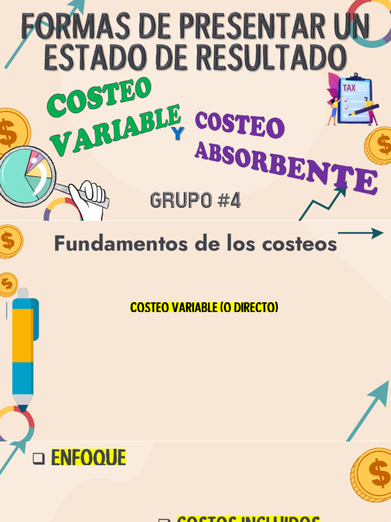 Formas de Presentar Un Estado de Resultado (Costeo Variable y Costeo Absorbente) | PDF ...