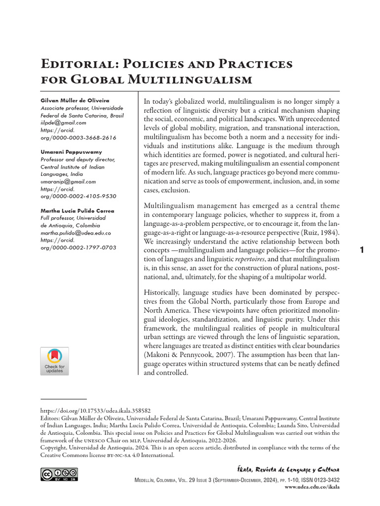 Policies and Practices For Global Multilingualism | PDF | Multilingualism | Linguistics