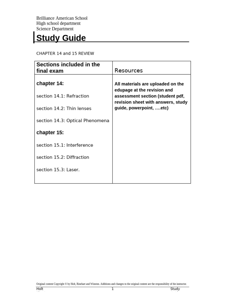 Study Guide (1) | PDF | Refraction | Refractive Index