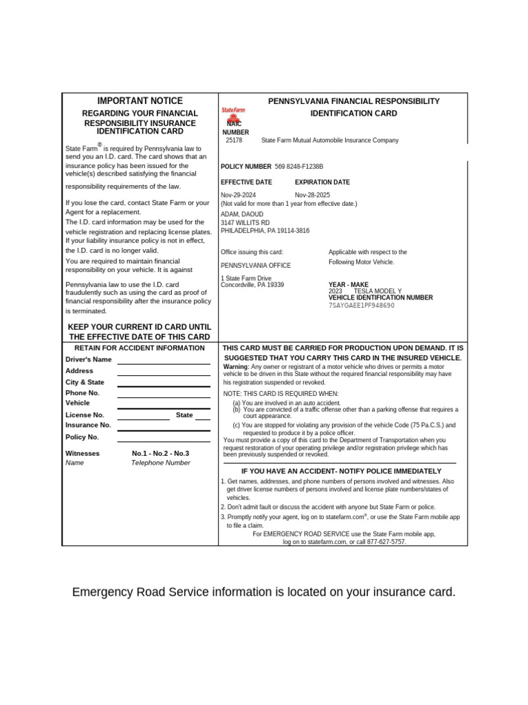 Insurance - Card.tesla 2023 | PDF | Identity Document | Insurance