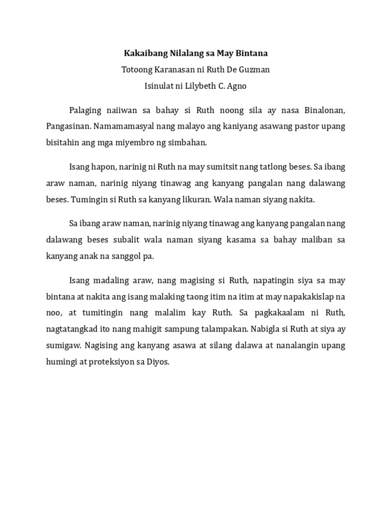 Kakaibang Nilalang Sa May Bintana | PDF
