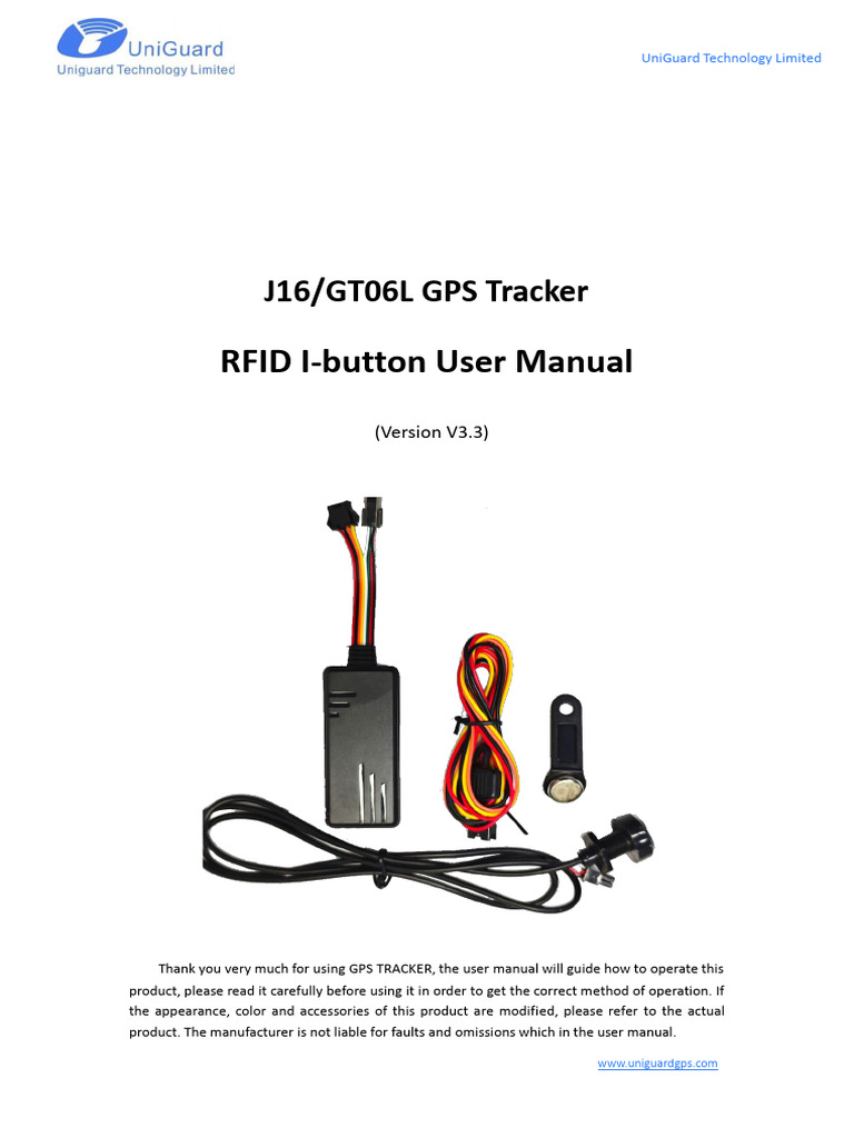 J16 GPS Tracker User Manual V3.3 | PDF | Radio Frequency Identification ...
