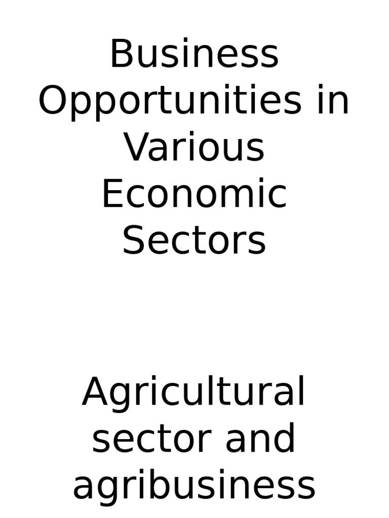 Business Opportunities in Various Economic Sectors | PDF | Agriculture ...