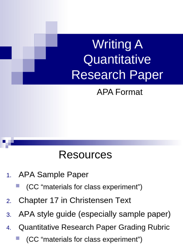 Writing A Quantitative Research Paper | PDF | Statistics | Apa Style