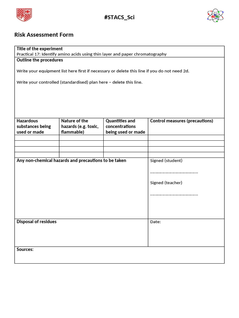 CPAC Risk Assessment Form 2020 Chromatography | PDF