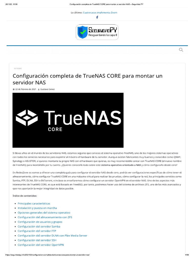 Configuración completa de TrueNAS CORE | PDF