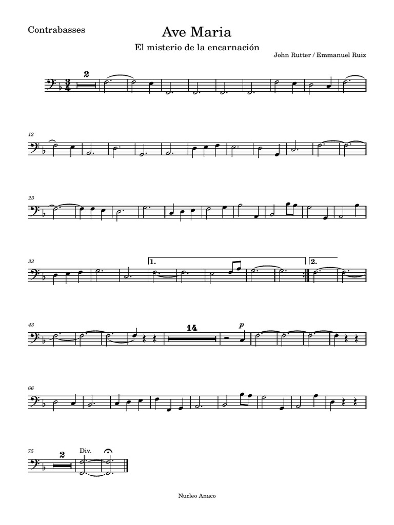 Ave Maria John Rutter-Contrabasses | PDF