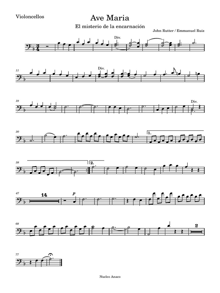 Rutter's Ave Maria Analysis | PDF