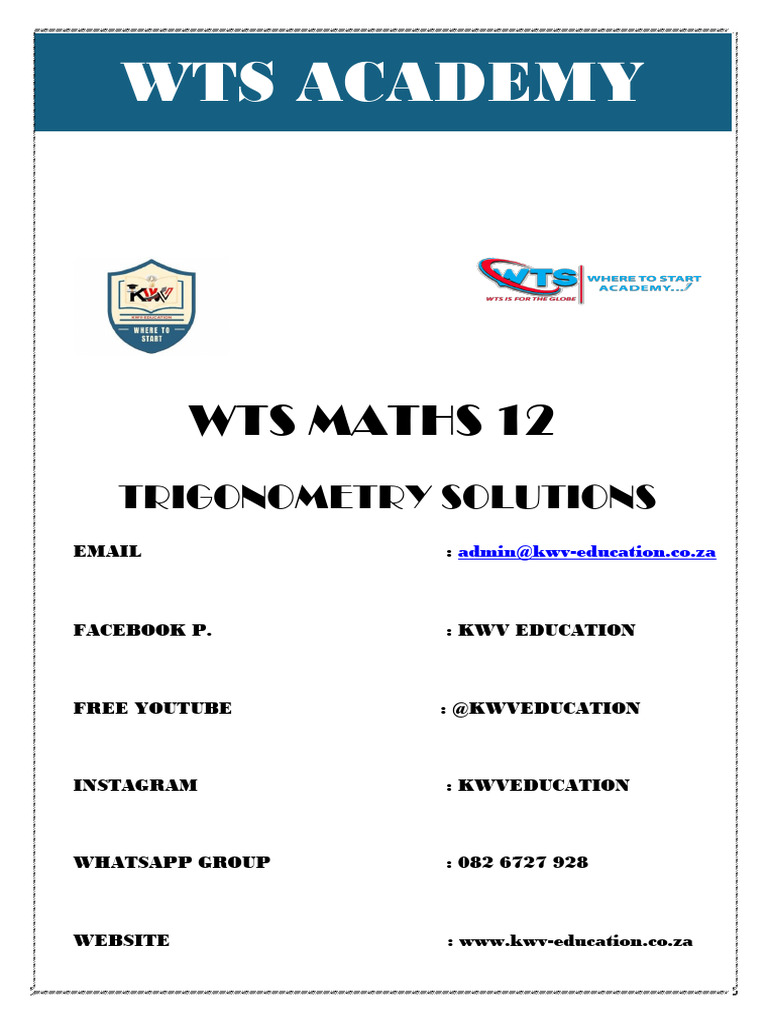2025 Wts 12 Trigonometry Solutions | PDF