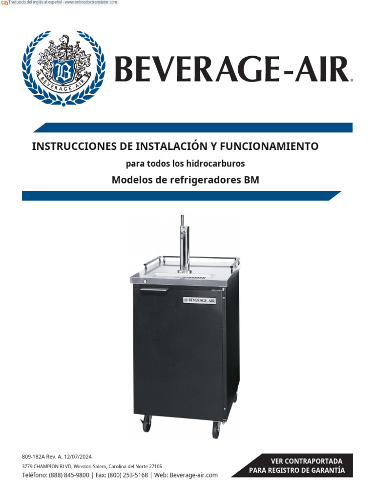 809-182a Manual Installation and Operation Bev Air Bm.en.Es | PDF ...