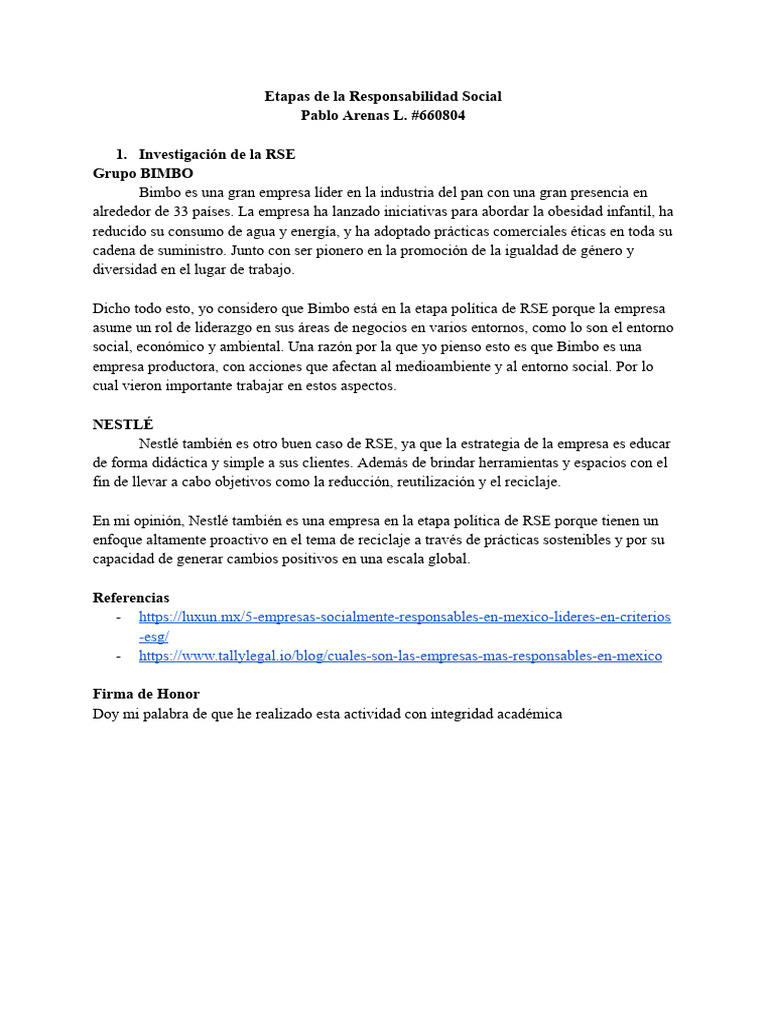 Etapas de La RSE | PDF