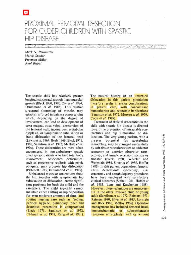 1993 06 Proximal Femoral Resection Older Children Spastic Hip Disease ...